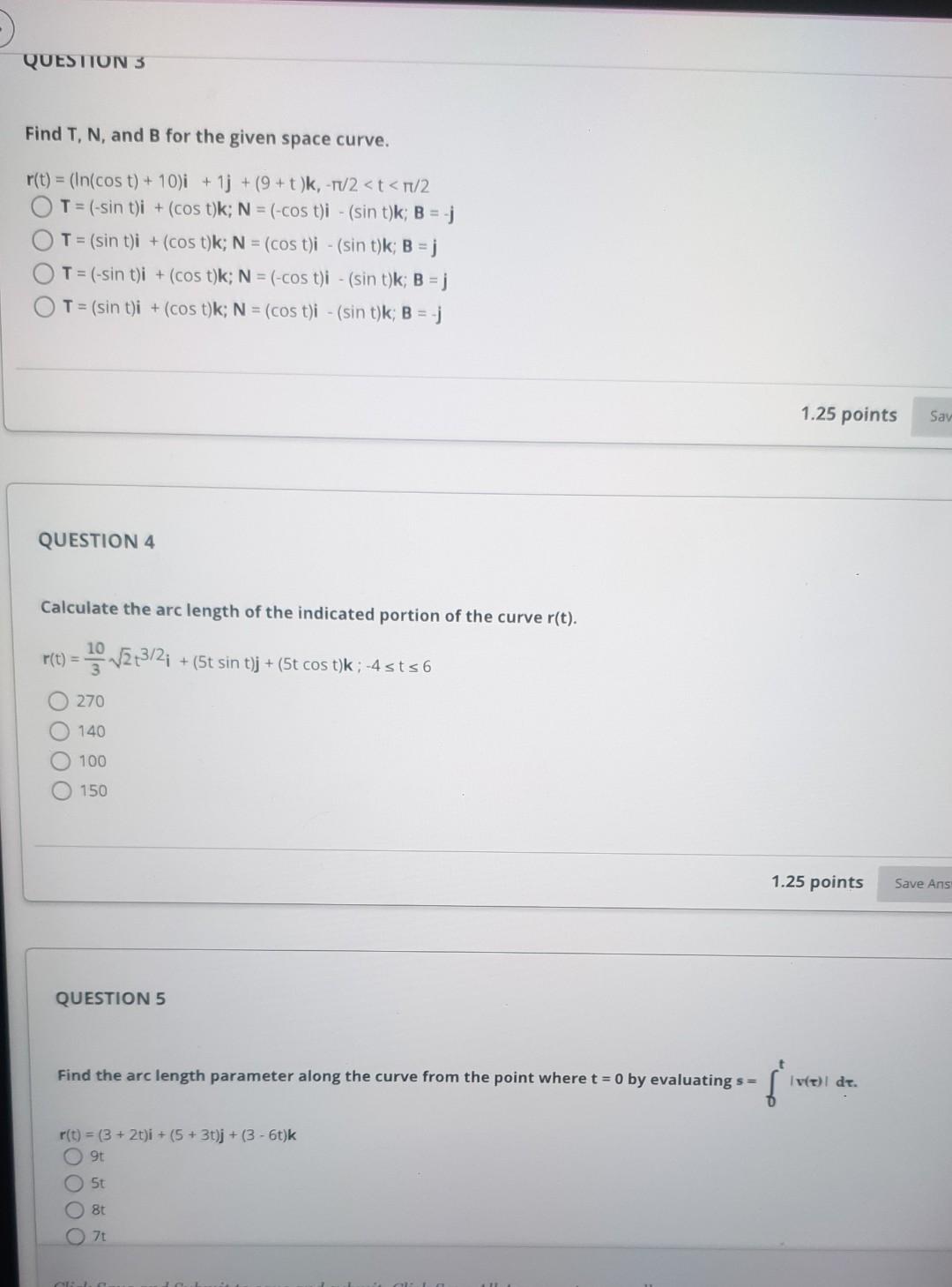 Solved Find T,N, and B for the given space curve. | Chegg.com