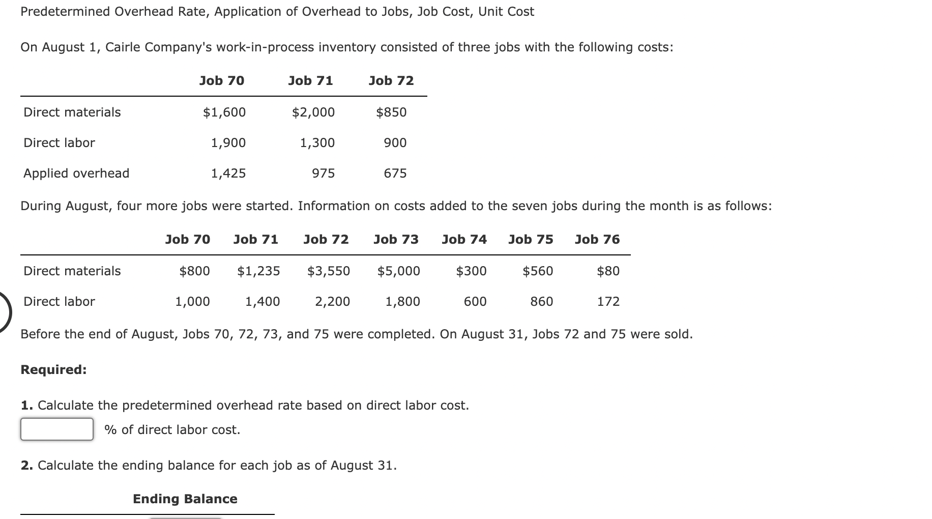Solved Predetermined Overhead Rate, Application of Overhead | Chegg.com