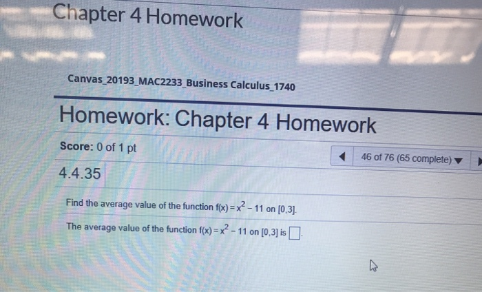 Solved Chapter 4 Homework Canvas_20193_MAC2233 Business | Chegg.com