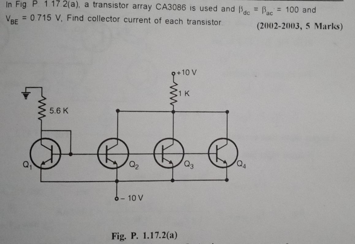 Solved In Fig P 117 2(a), a transistor array CA3086 is used | Chegg.com
