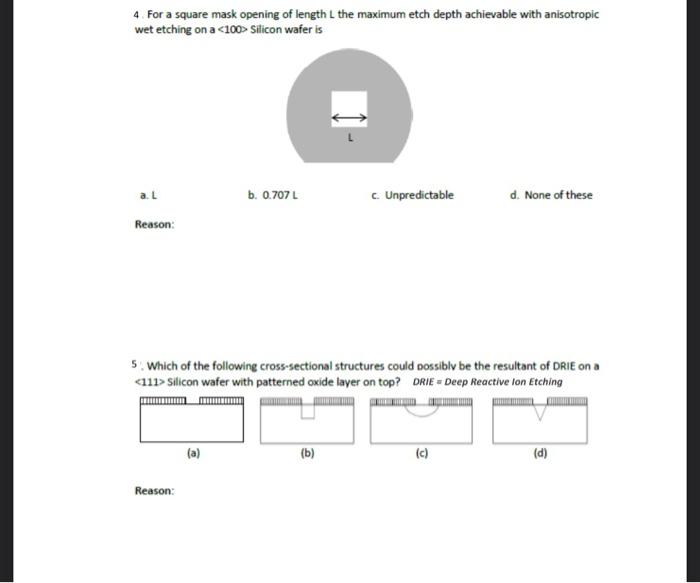 Solved 4. For a square mask opening of length L the maximum | Chegg.com