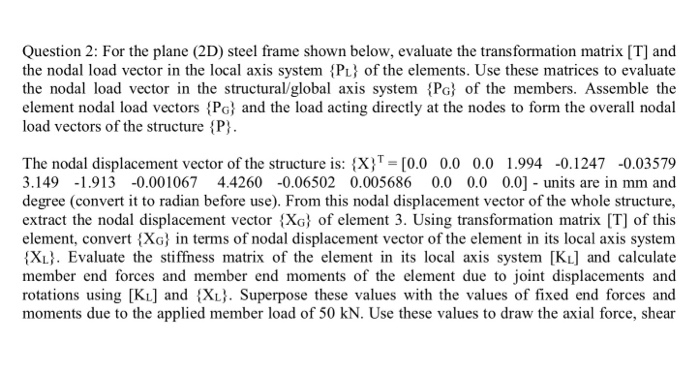 Question 2: For the plane (2D) steel frame shown | Chegg.com