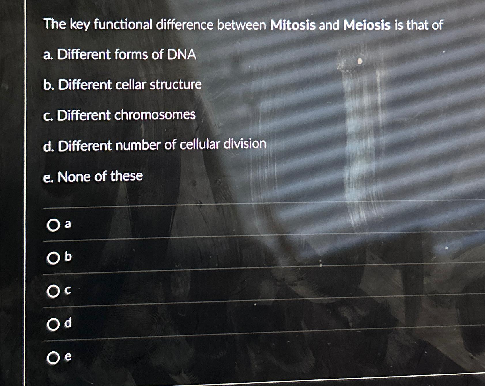 Solved The key functional difference between Mitosis and | Chegg.com
