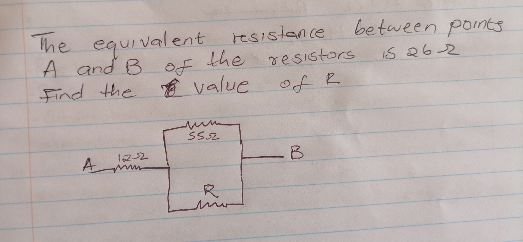 Solved The equivalent resistance between points A and B ﻿of | Chegg.com