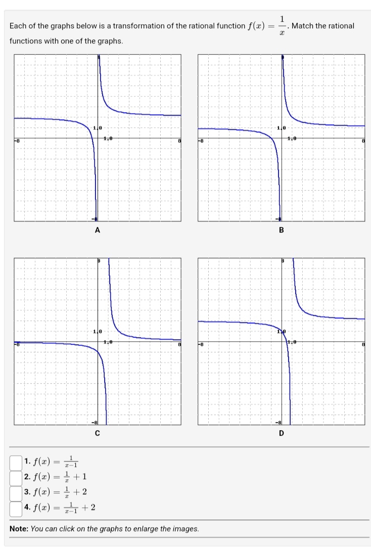 Solved Each of the graphs below is a transformation of the | Chegg.com