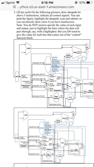 1. In the following pictures, draw datapath for above | Chegg.com