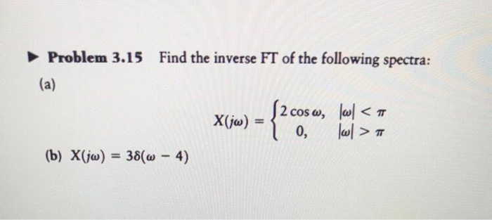 Solved Find the inverse FT of the following spectra: Problem | Chegg.com