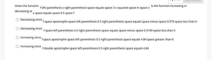 Solved Given the function fielt parenthesis x right | Chegg.com