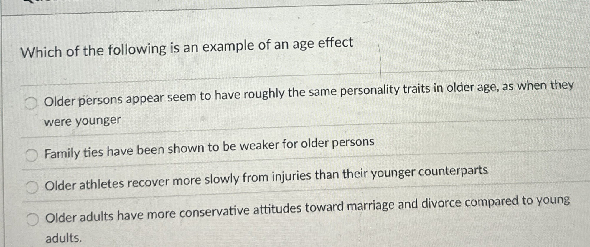 Solved Which of the following is an example of an age | Chegg.com