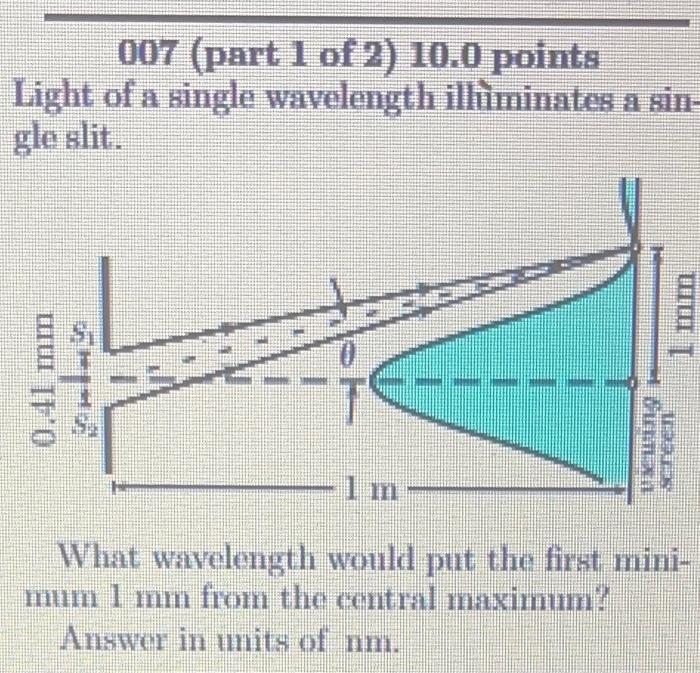 Solved 007( part 1 of 2)10.0 points Light of a single | Chegg.com
