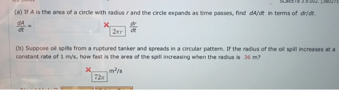 Solved 38027 (a) If A is the area of a circle with radius r | Chegg.com
