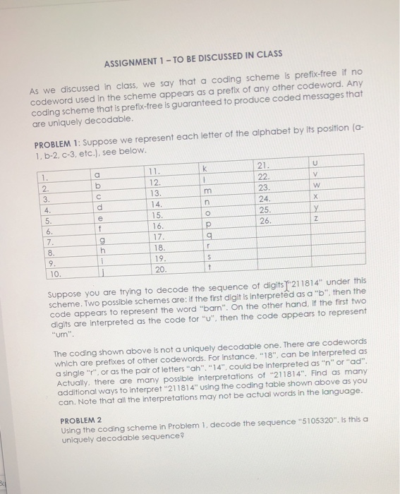 Solved ASSIGNMENT 1 - TO BE DISCUSSED IN CLASS As we | Chegg.com