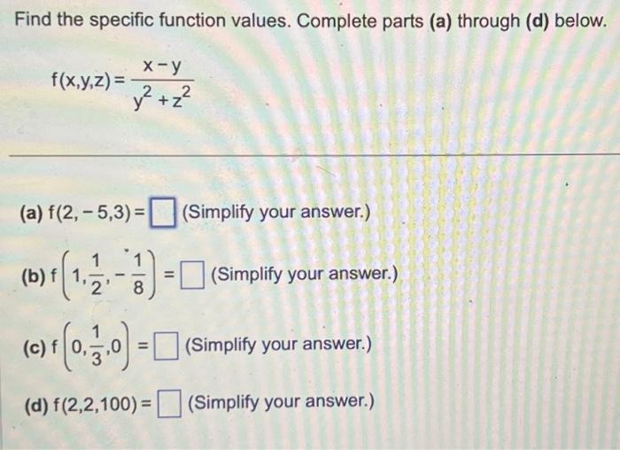 Solved Find the specific function values. Complete parts (a) | Chegg.com