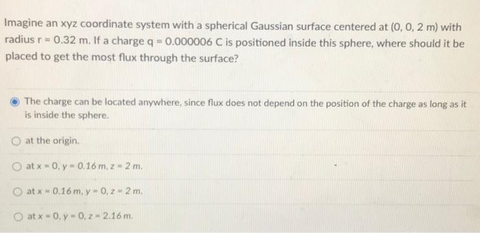 Solved Imagine an xyz coordinate system with a spherical | Chegg.com