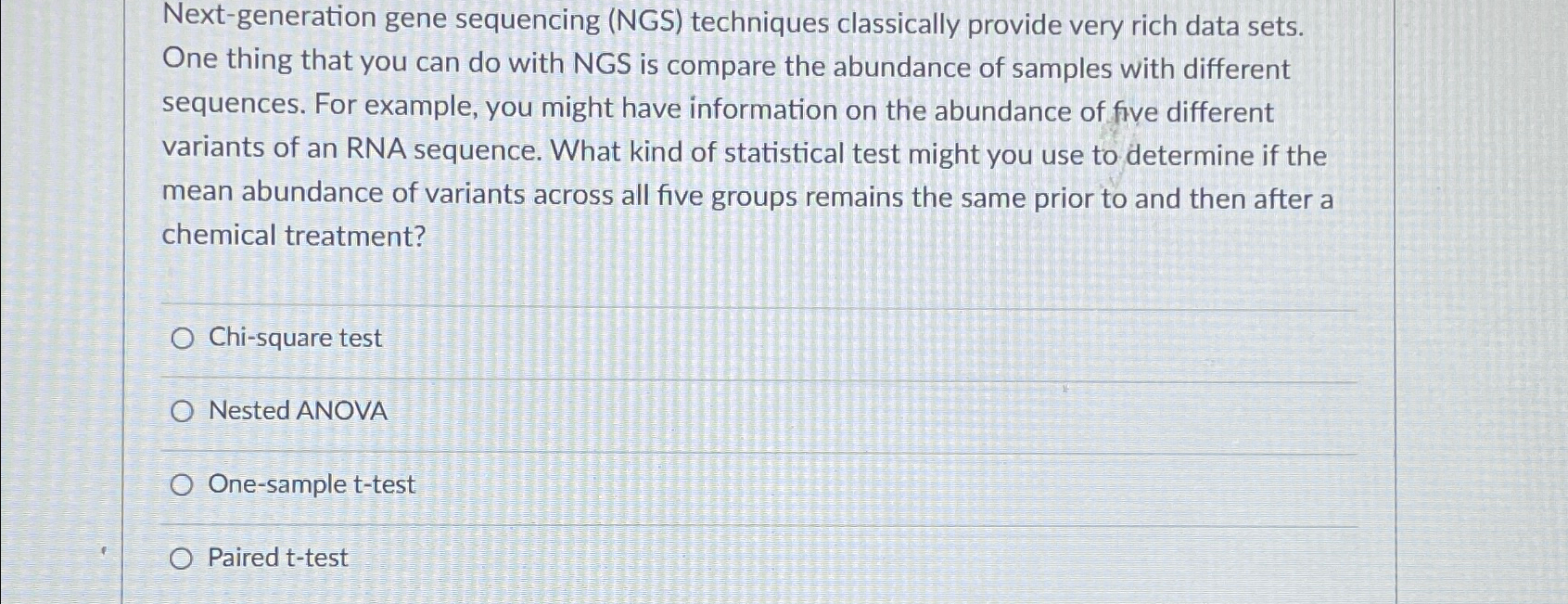 Solved Next-generation gene sequencing (NGS) ﻿techniques | Chegg.com