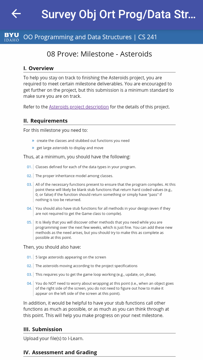 Solved Survey Obj Ort Prog/Data Str... BYU oo Programming | Chegg.com