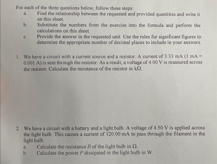 Solved For each of the three questions below, follow these | Chegg.com