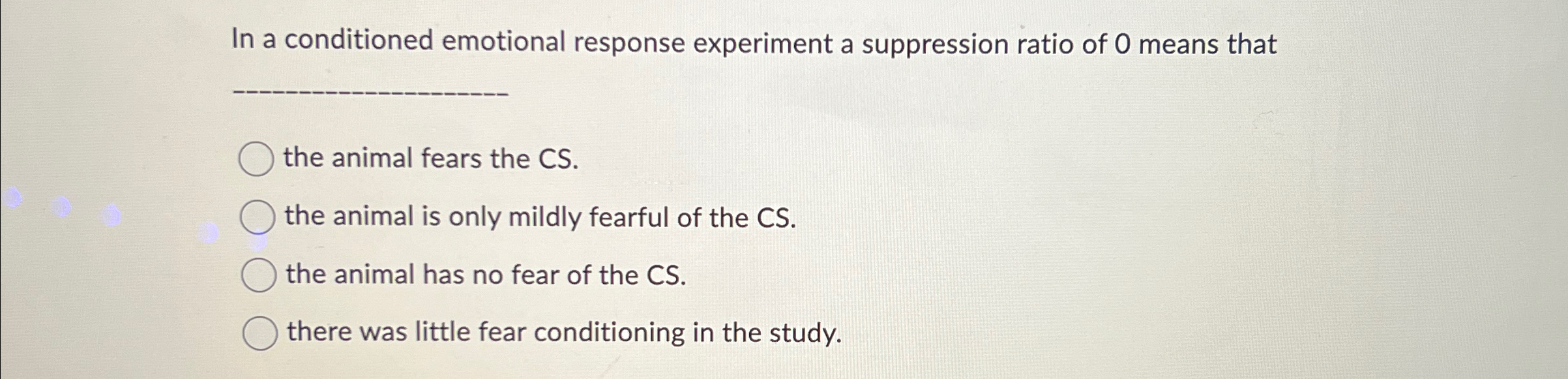 Solved In a conditioned emotional response experiment a | Chegg.com