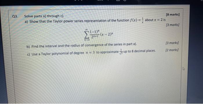 Solved Solve parts a) through c). a) Show that the Taylor | Chegg.com