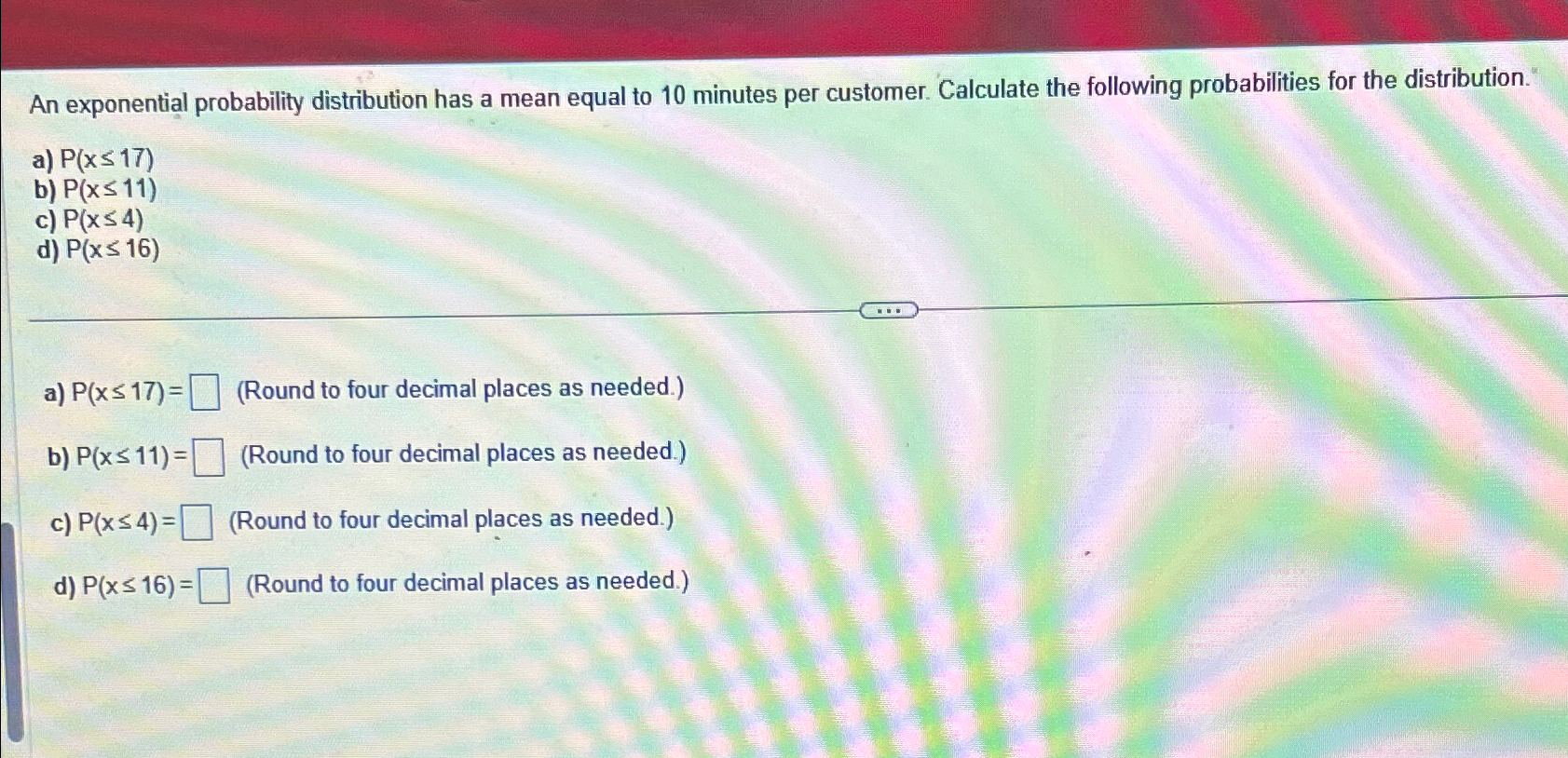 Solved An exponential probability distribution has lambda | Chegg.com
