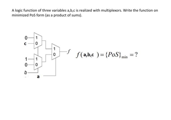 Solved A logic function of three variables a,b,c is realized | Chegg.com