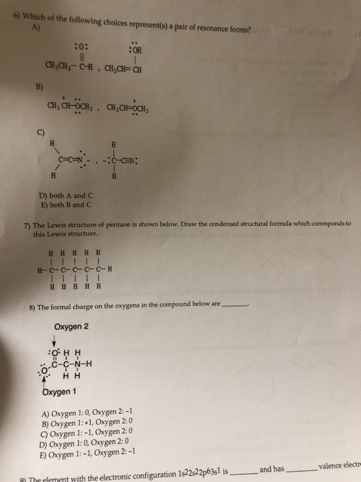 Solved Which of the following choices represent(s) a pair of | Chegg.com