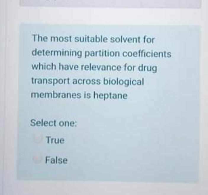 Solved The most suitable solvent for determining partition | Chegg.com