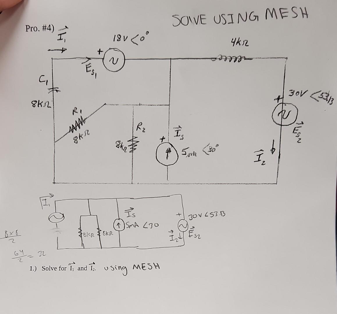 Solved SOIVE USING MESH 1.) Solve for I1 and I2. using MESH | Chegg.com