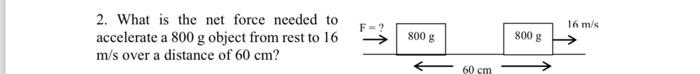 Solved 2. What is the net force needed to accelerate a 800 g | Chegg.com