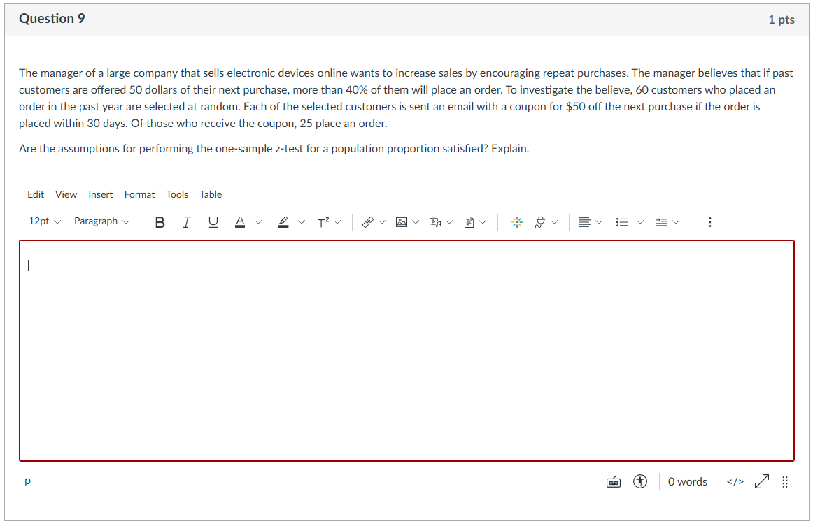Solved Question 9The manager of a large company that sells | Chegg.com