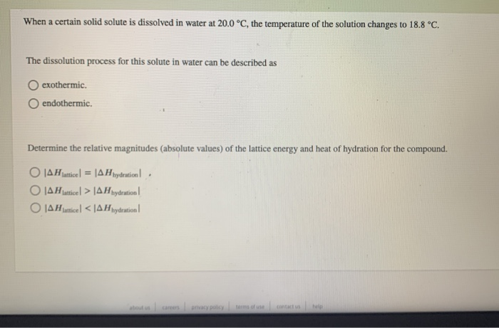 Solved When a certain solid solute is dissolved in water at | Chegg.com