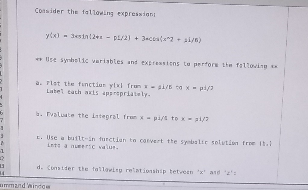 Solved Consider the following expression: y(x) = 3*s in(2*x | Chegg.com