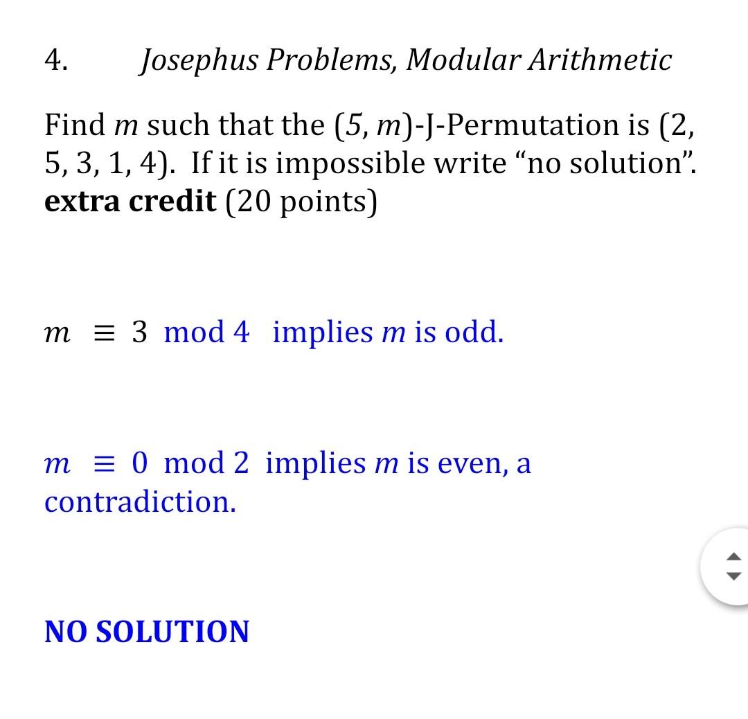 Solved 4. Josephus Problems, Modular Arithmetic Find m such | Chegg.com
