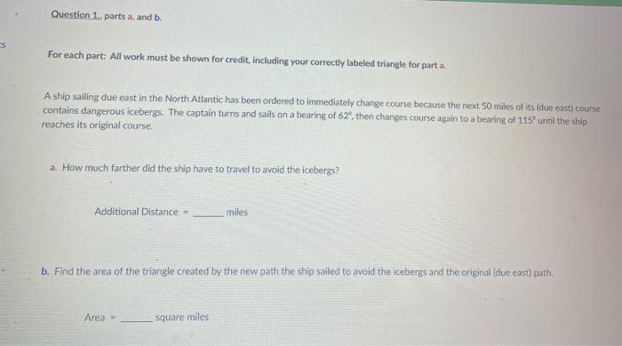 Solved For each part: All work must be shown for credit, | Chegg.com