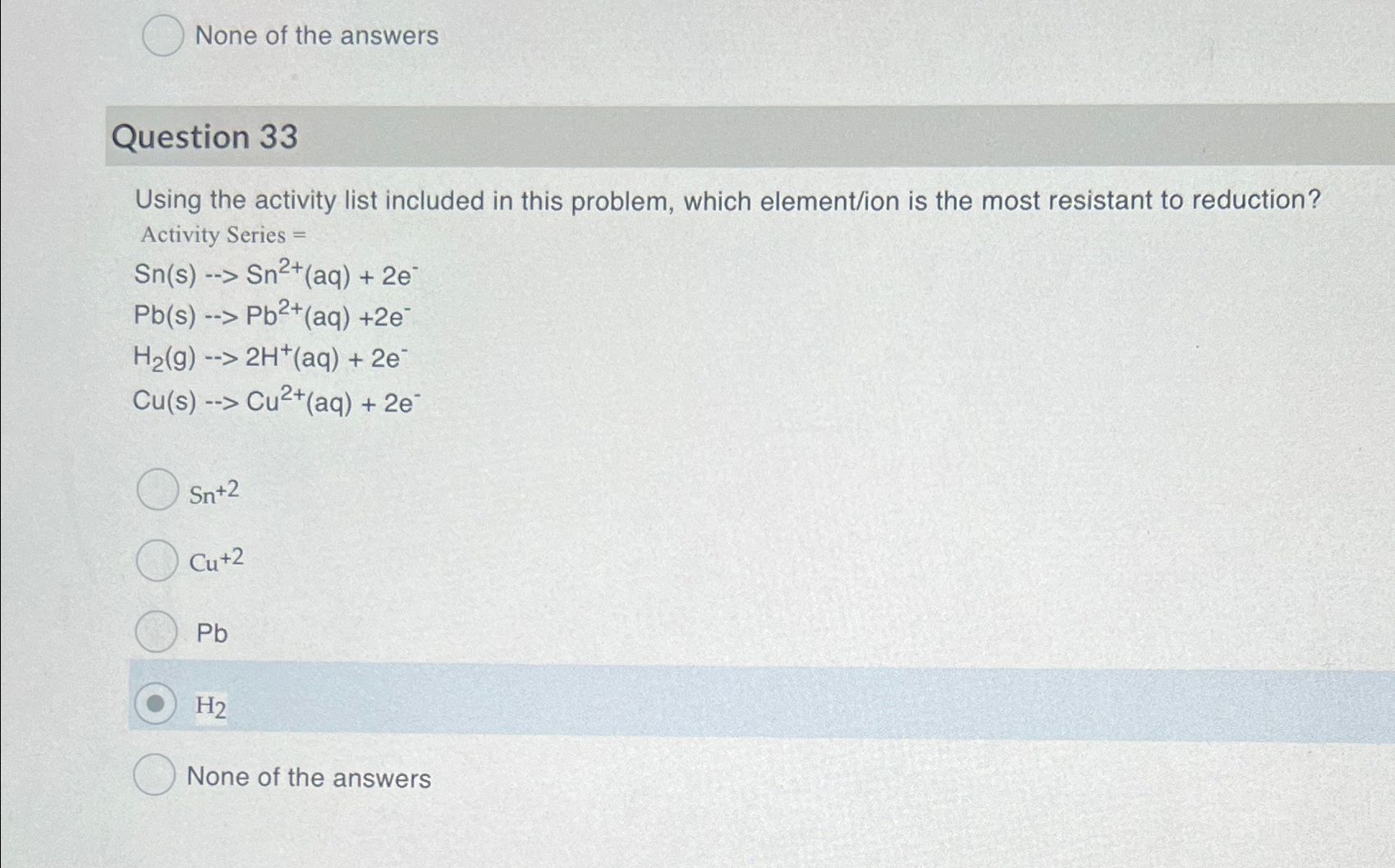 Solved None of the answersQuestion 33Using the activity list | Chegg.com