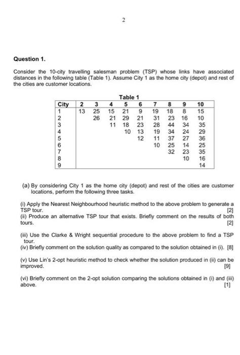 Solved Consider the 10-city travelling salesman problem | Chegg.com