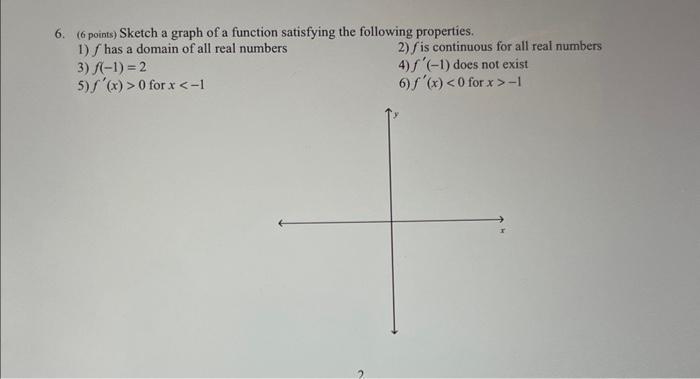 Solved 6. (6 points) Sketch a graph of a function satisfying | Chegg.com