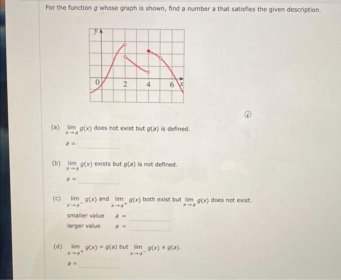 Solved For the function g whose graph is shown, find a | Chegg.com