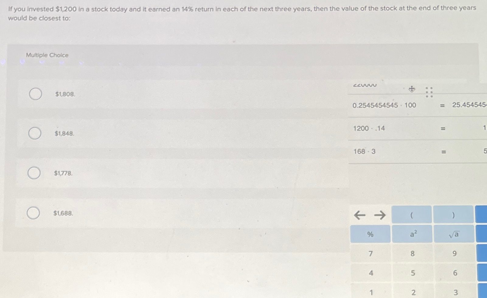 Solved code class="asciimath">t If you invested $1,200 ﻿in a | Chegg.com