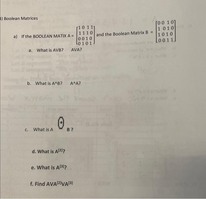 Solved ean Matrices a) If the BOOLEAN MATIX | Chegg.com