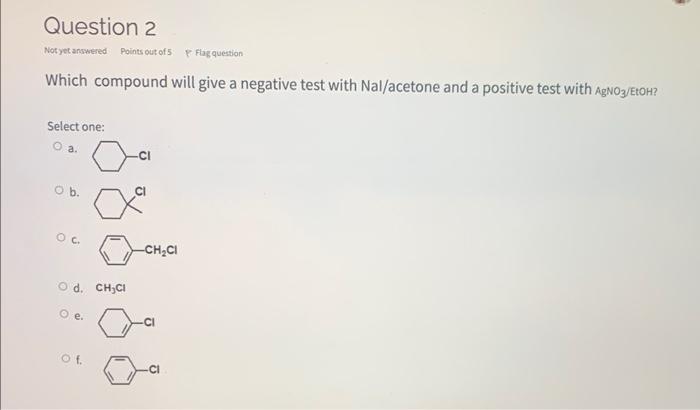 Solved Which compound will give a negative test with Nal/ | Chegg.com