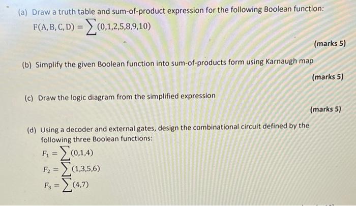 Solved (a) Draw a truth table and sum-of-product expression | Chegg.com