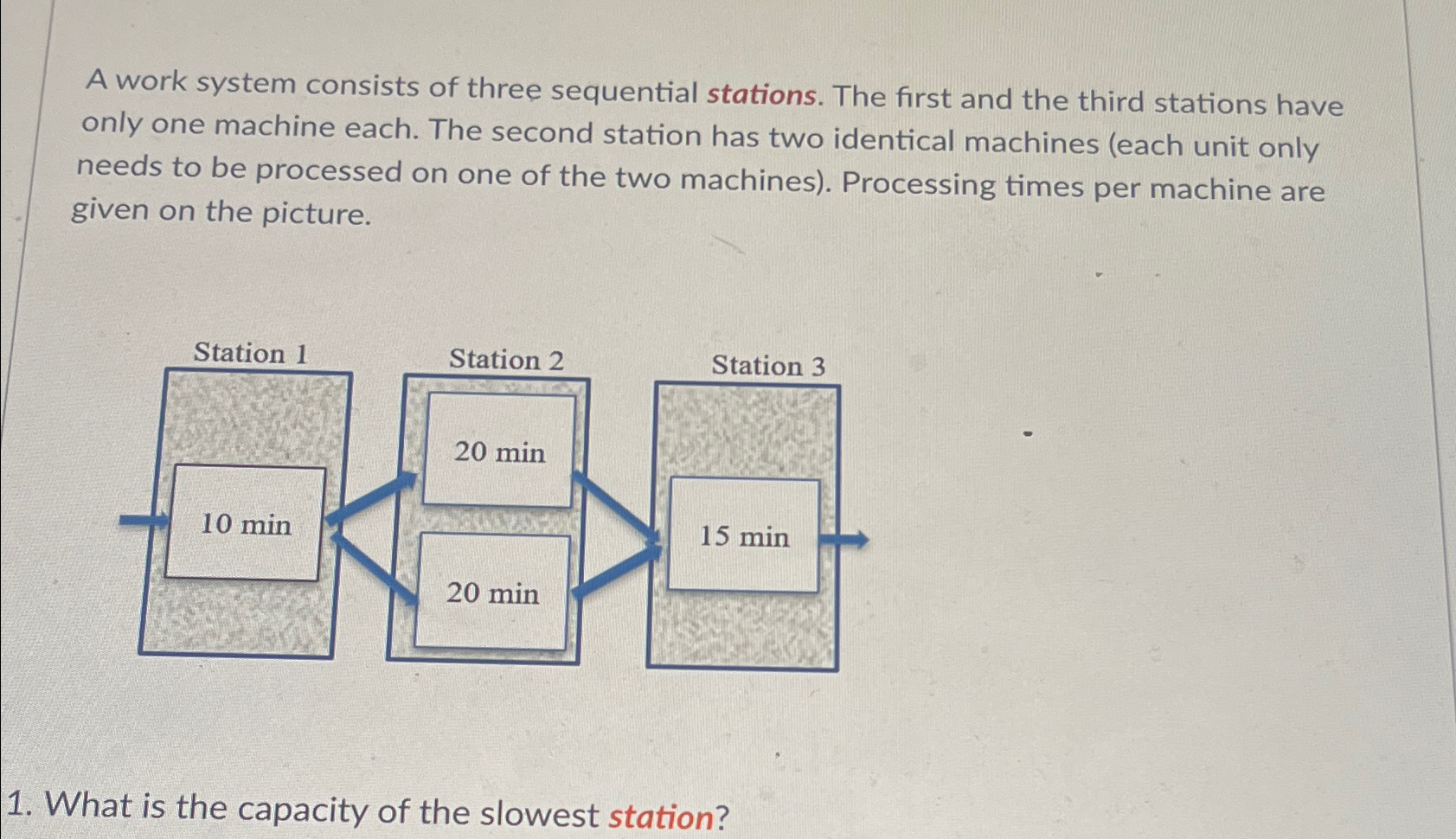Solved A work system consists of three sequential stations. | Chegg.com