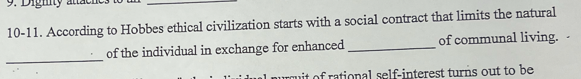 Solved 10-11. ﻿According to Hobbes ethical civilization | Chegg.com