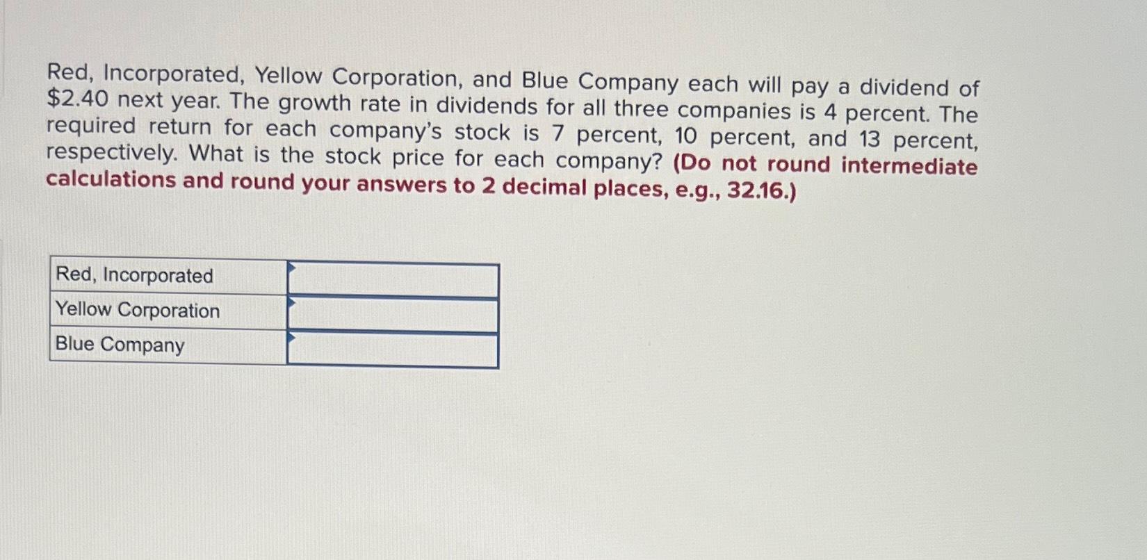 Solved Red, Incorporated, Yellow Corporation, and Blue | Chegg.com