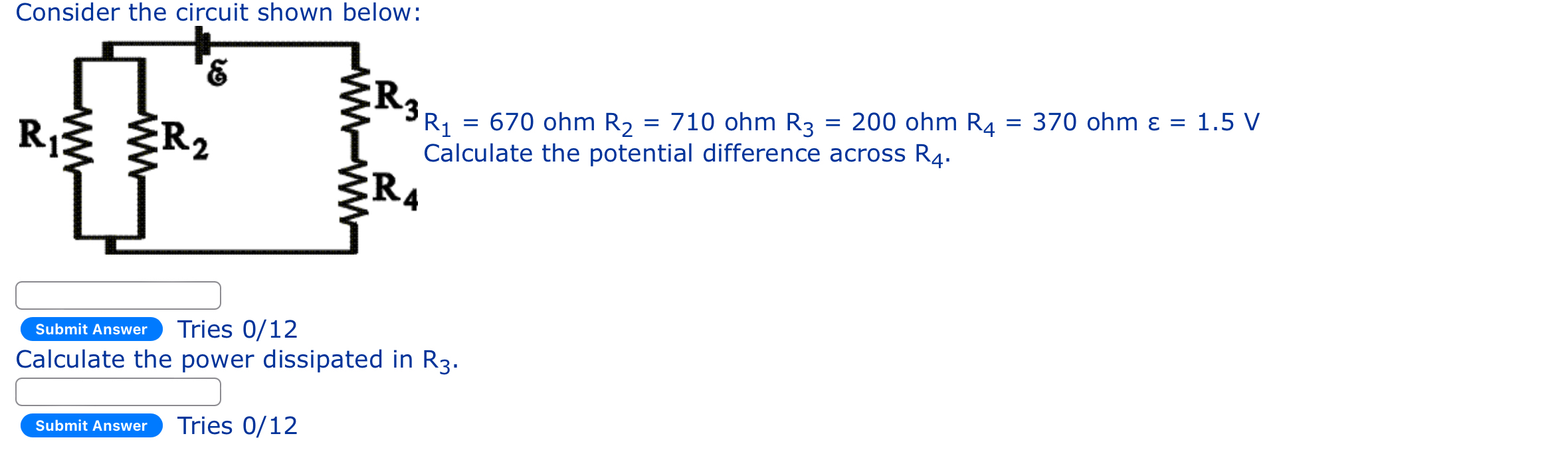 Solved Consider the circuit shown below:670 ﻿ohm R2=710 ﻿ohm | Chegg.com