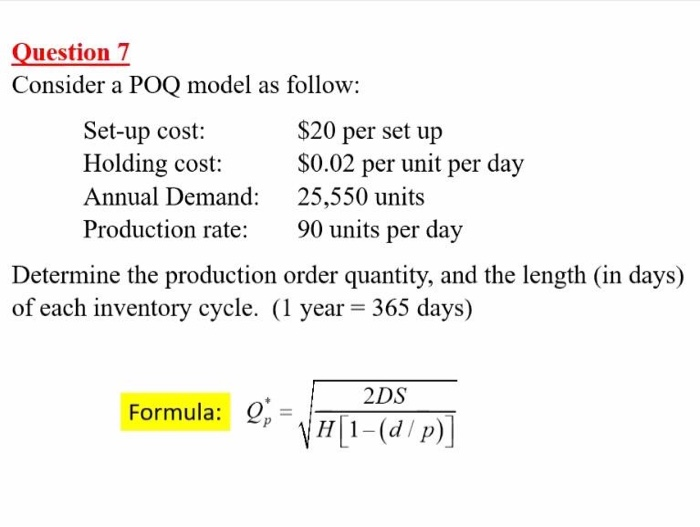 Solved Question 7 Consider a POQ model as follow: Set-up | Chegg.com