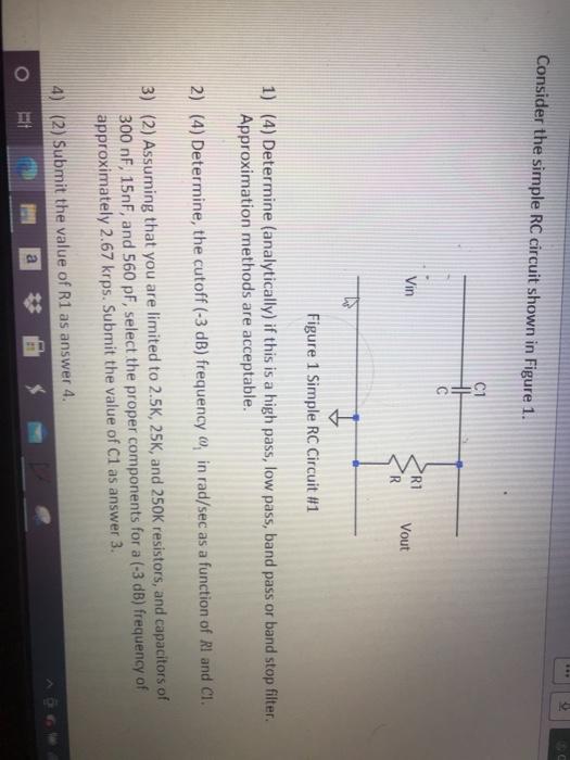 Solved Consider the simple RC circuit shown in Figure 1. C1 | Chegg.com