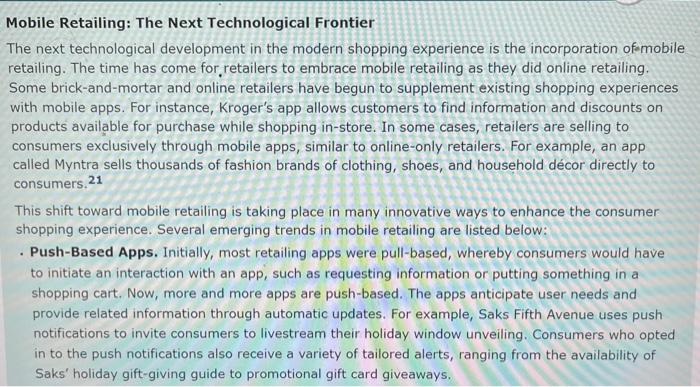 Solved Mobile Retailing: The Next Technological Frontier The | Chegg.com