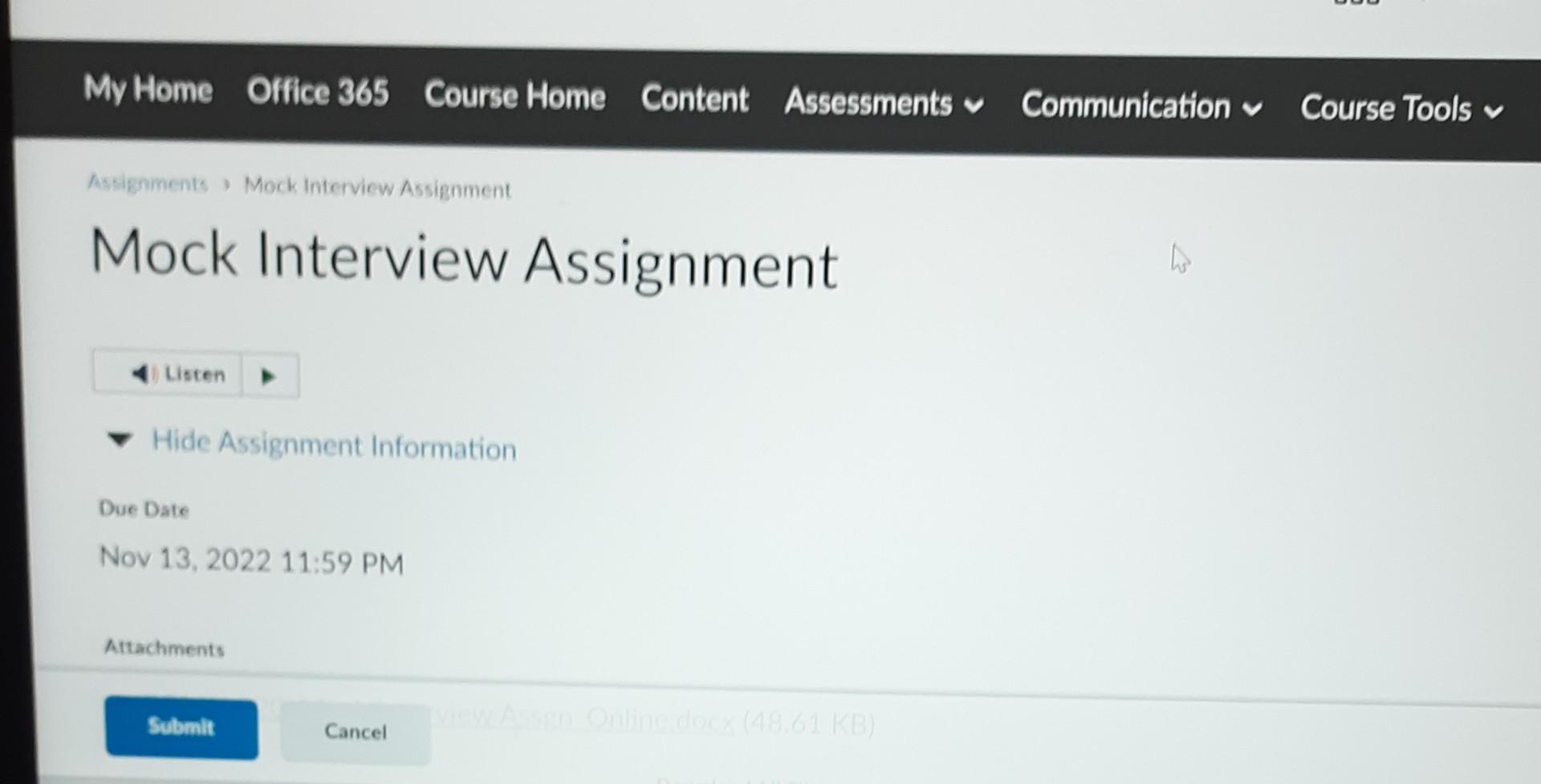 Mock Interview Assignment目 COMN 220 Mock Interview | Chegg.com